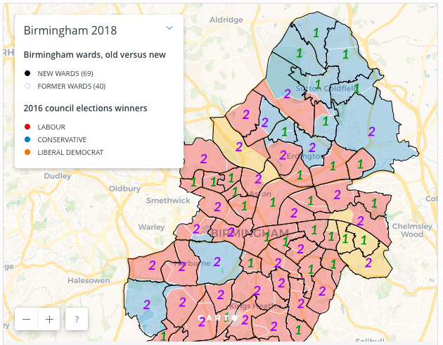 Election map: Birmingham's new districts on top of former ones, with ...